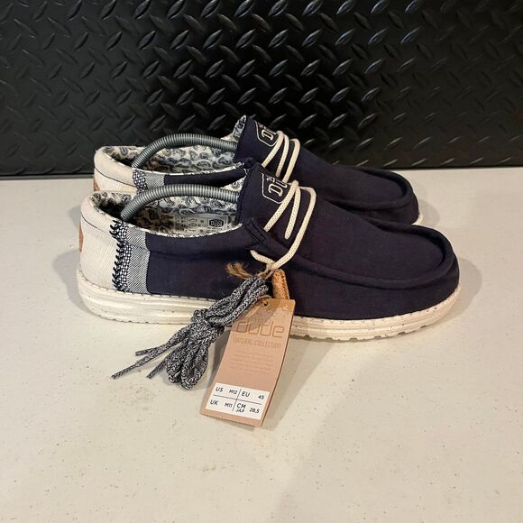 Hey Dude | Shoes | New Hey Dude Wally Break Stitch Navy Blue Linen Slip ...